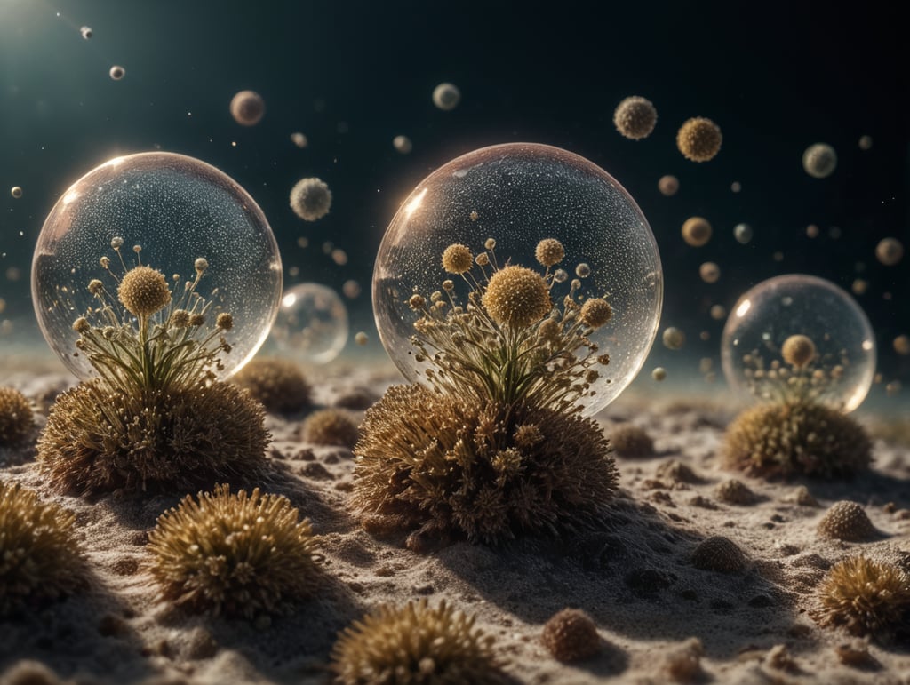 Premium Free ai Images | view of several microscopic round particles ...