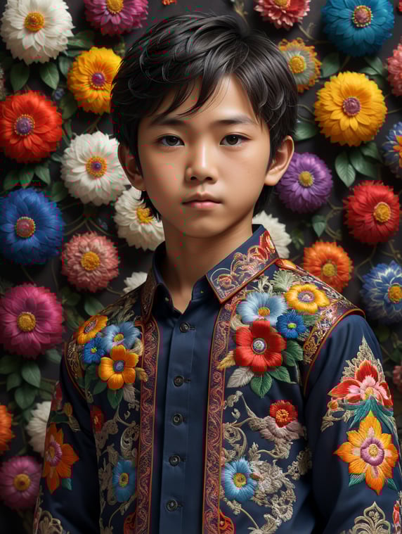 Premium Free ai Images | young japanese boy stands proudly in his ...