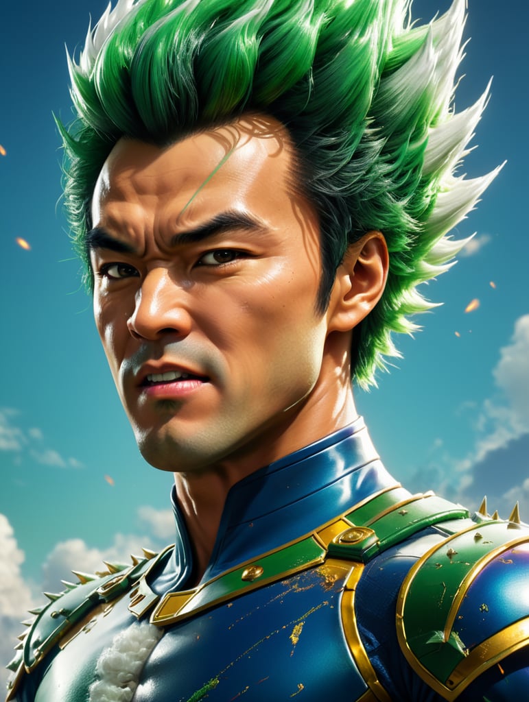 Premium Free ai Images | bruce lee as dragon ball character vegeta ...