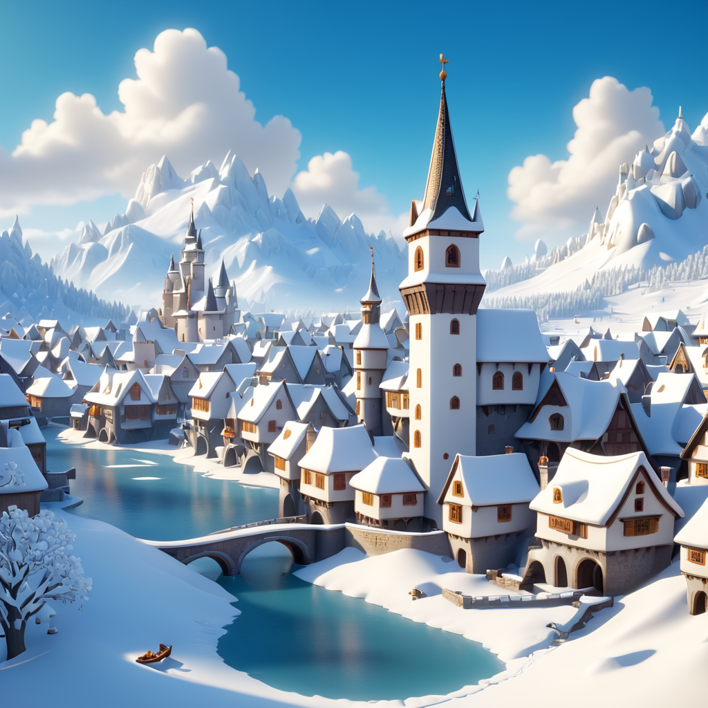 Premium Free ai Images | snowy winter medieval fantasy city