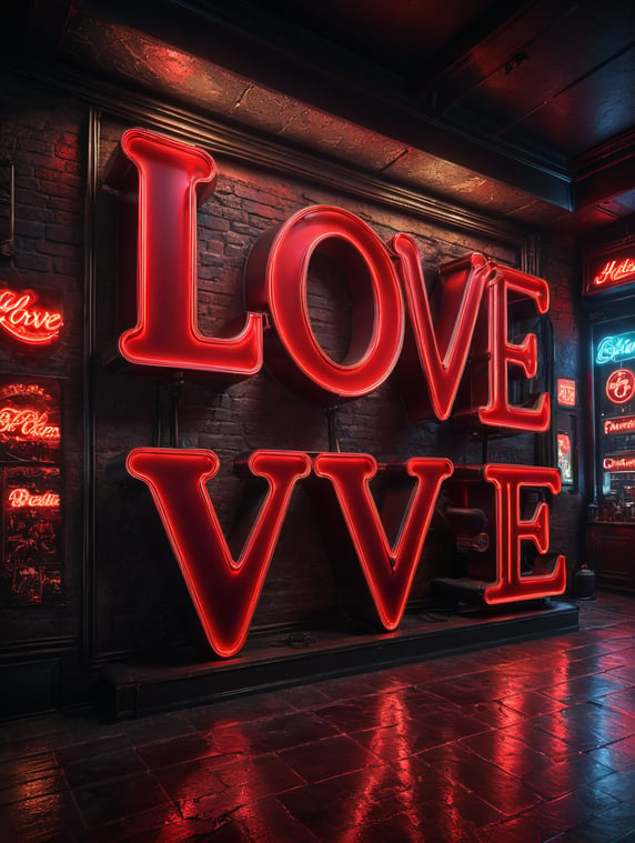 Premium Free ai Images | love neon sign red color neon