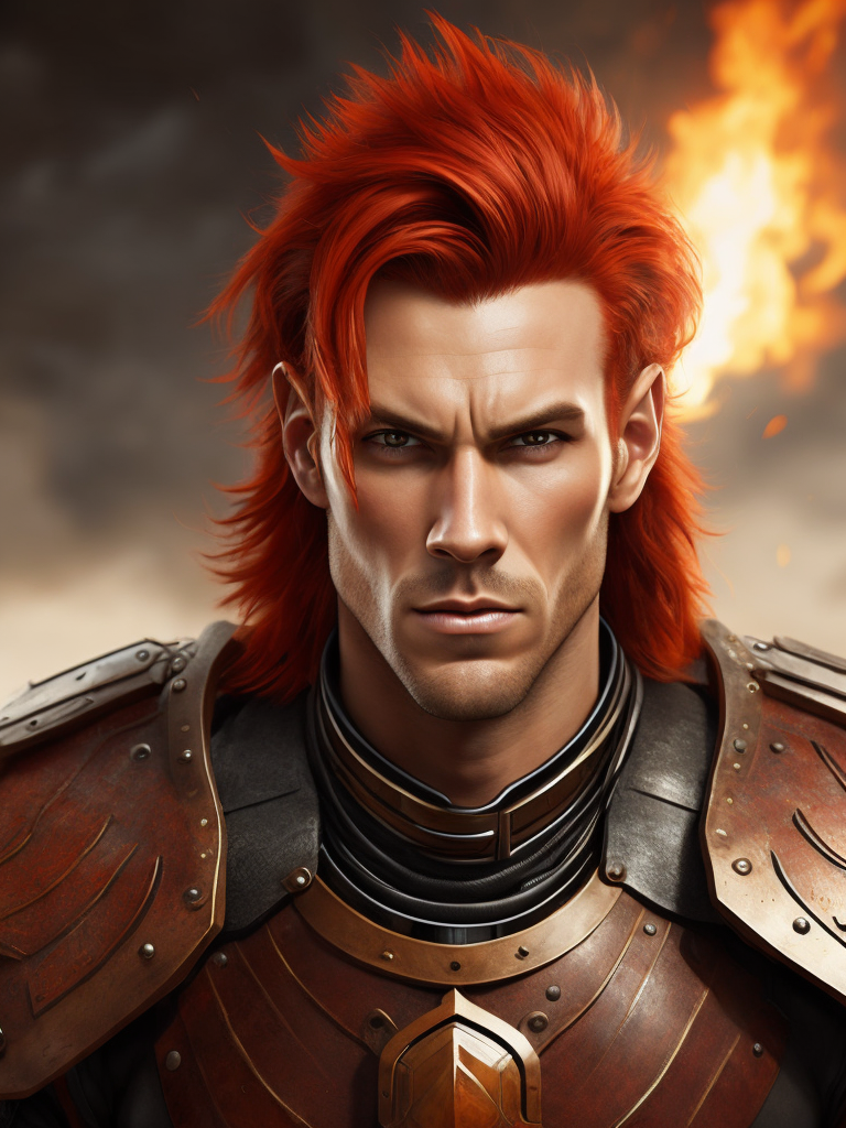 Premium Free ai Images | warrior red head man