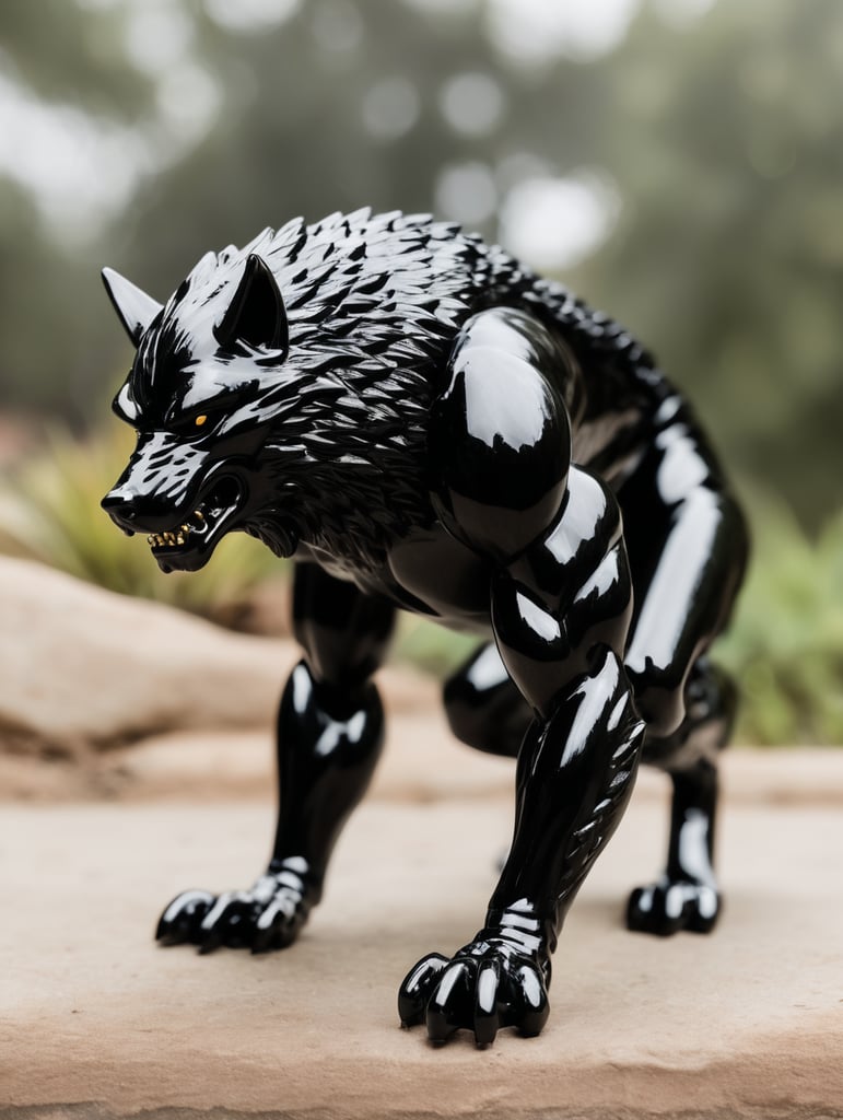Premium Free ai Images | side view shiny black wolfman crawling