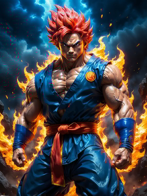 Premium Free ai Images | goku super saiyan god standing on tournament ...