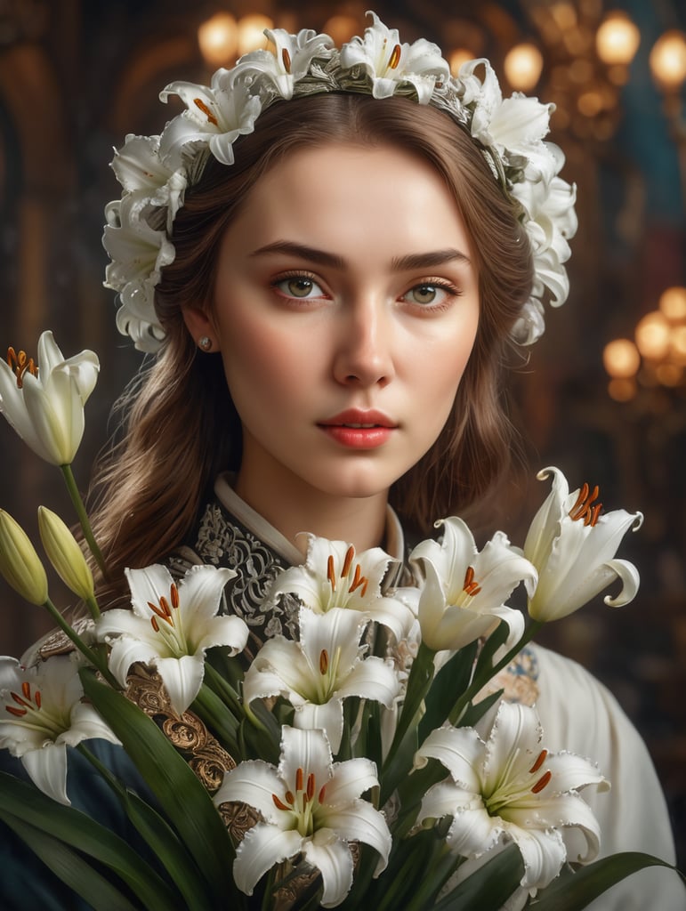 Premium Free ai Images | lydia vladimirovna litvyak white lily of ...