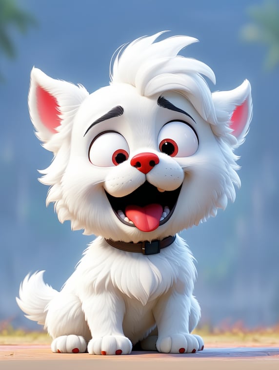 Premium Free ai Images | funny fluffy puppy with red nose