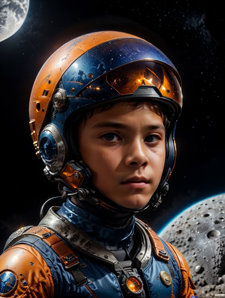 Premium Free ai Images | pre teen boy in blue and orange space suit and ...