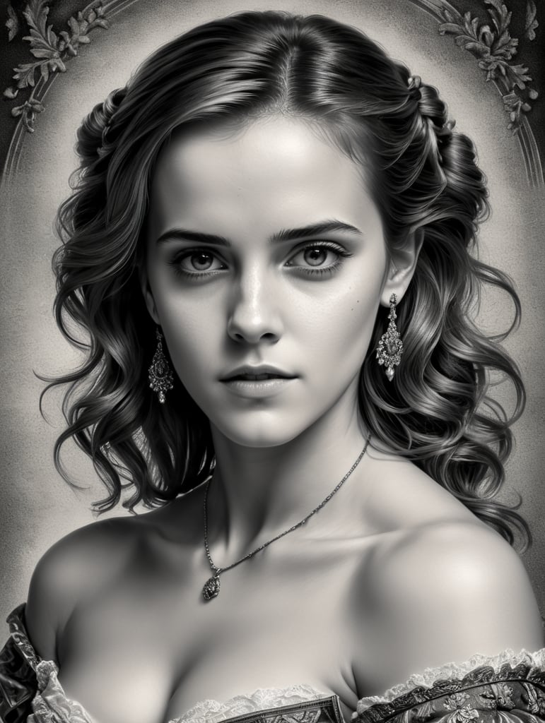 Premium Free ai Images | emma watson portrait as art engraving hendrick ...