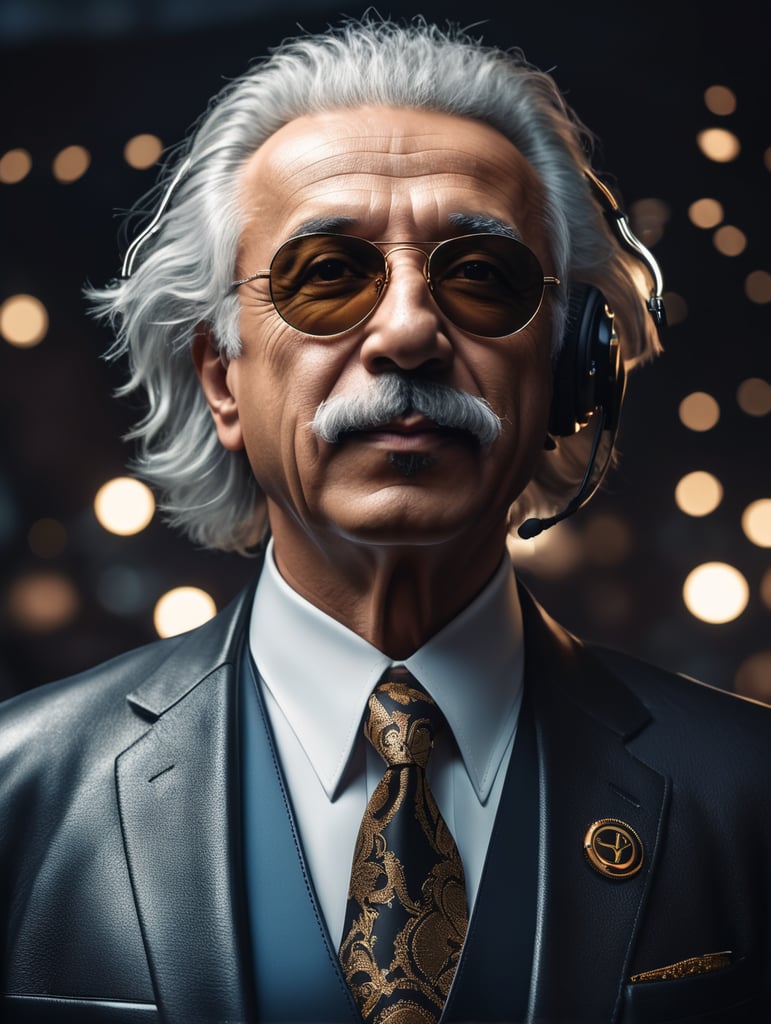 Premium Free ai Images | cinematic photo of albert einstein in dj style ...