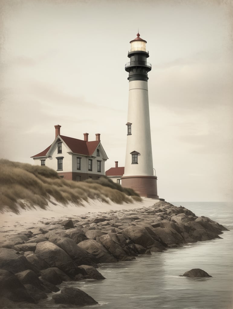 Premium Free ai Images | historic rendering of an old lighthouse