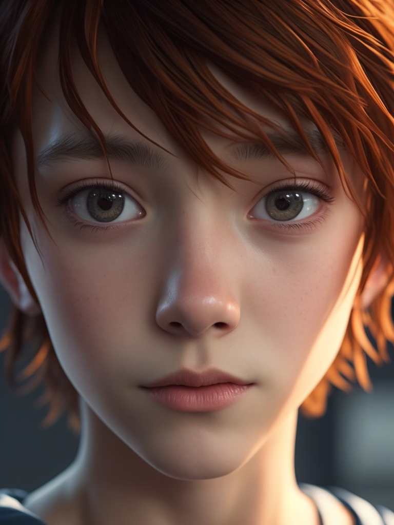 Premium Free ai Images | boy with ginger hair animation anime style