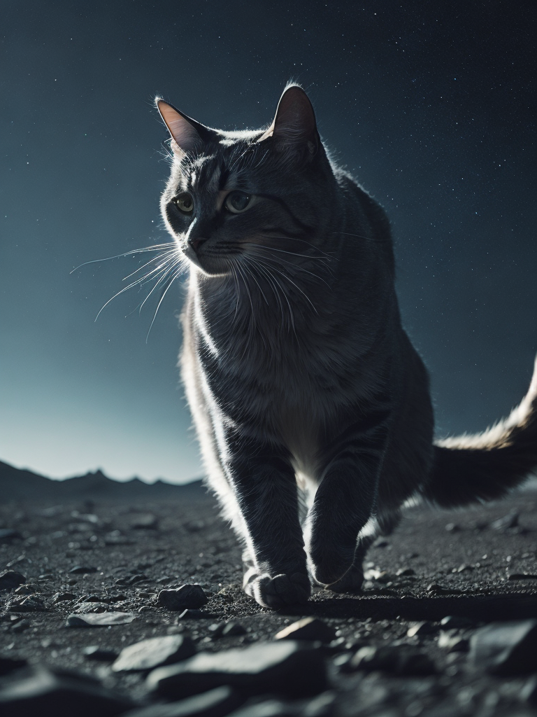 Premium Free ai Images | cat walking on the moon