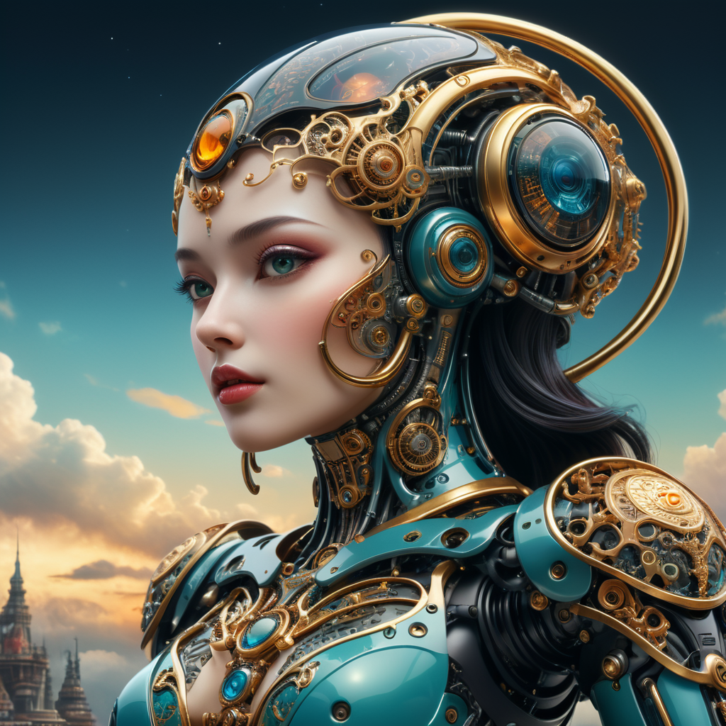 Premium Free ai Images | female anthropomorphic robot with an art ...