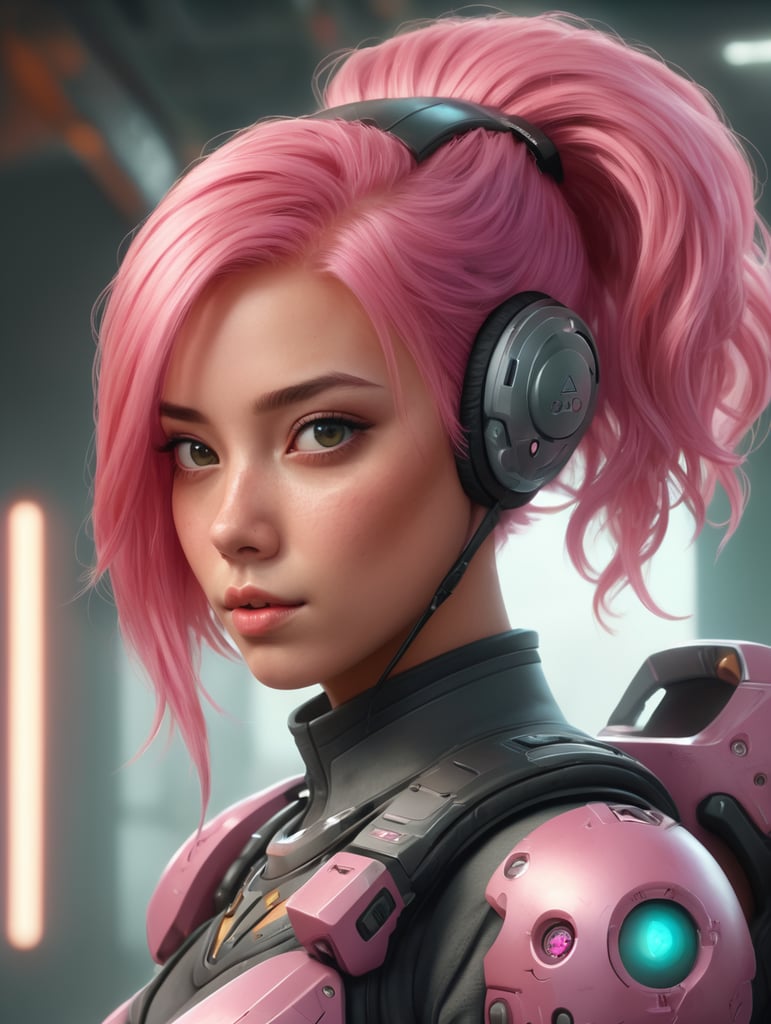Premium Free ai Images | digital painting of girl with pink hair ...