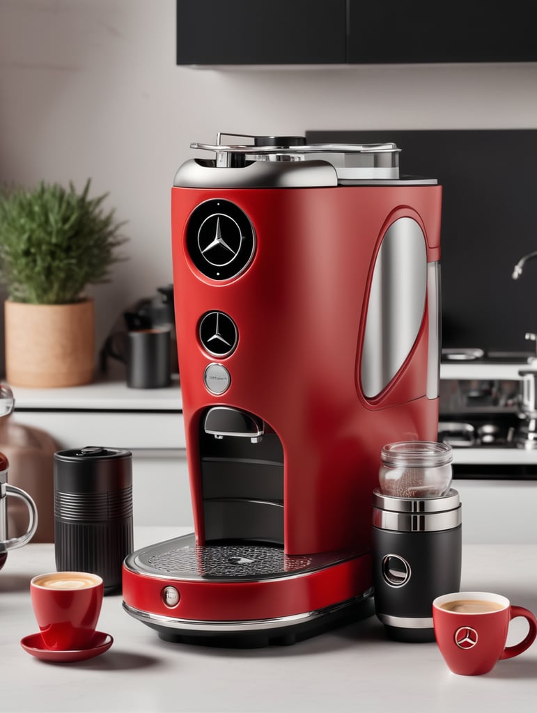 Premium Free ai Images | capsule coffee machine shaped like red ...