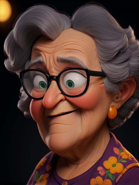 Premium Free ai Images | old women character with black glasses cartoon ...