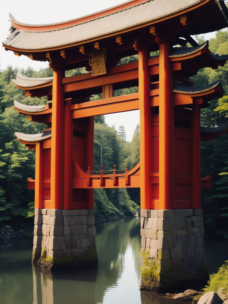 Lumenor AI Image Generation - red torii gate in middle of lake dense ...