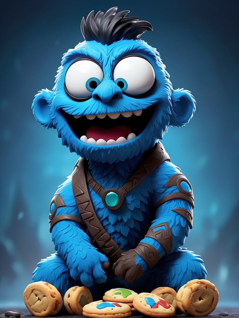 Premium Free ai Images | superhero tribal cookie monster