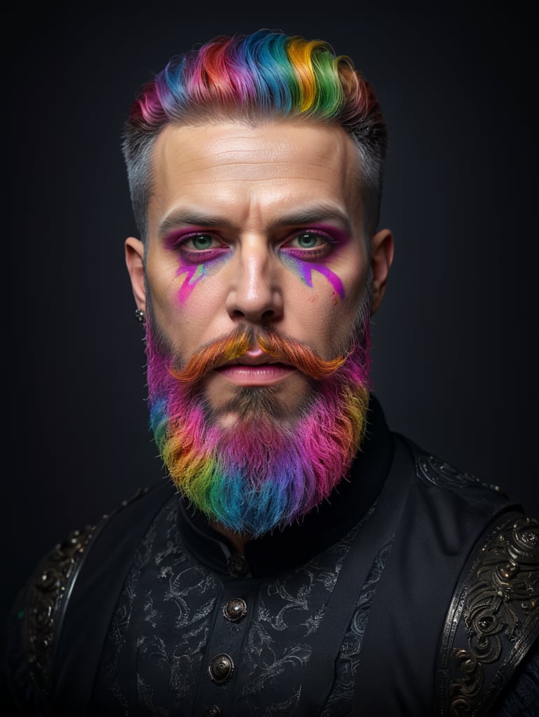 Premium Free ai Images | rainbow make up colorful background pink beard