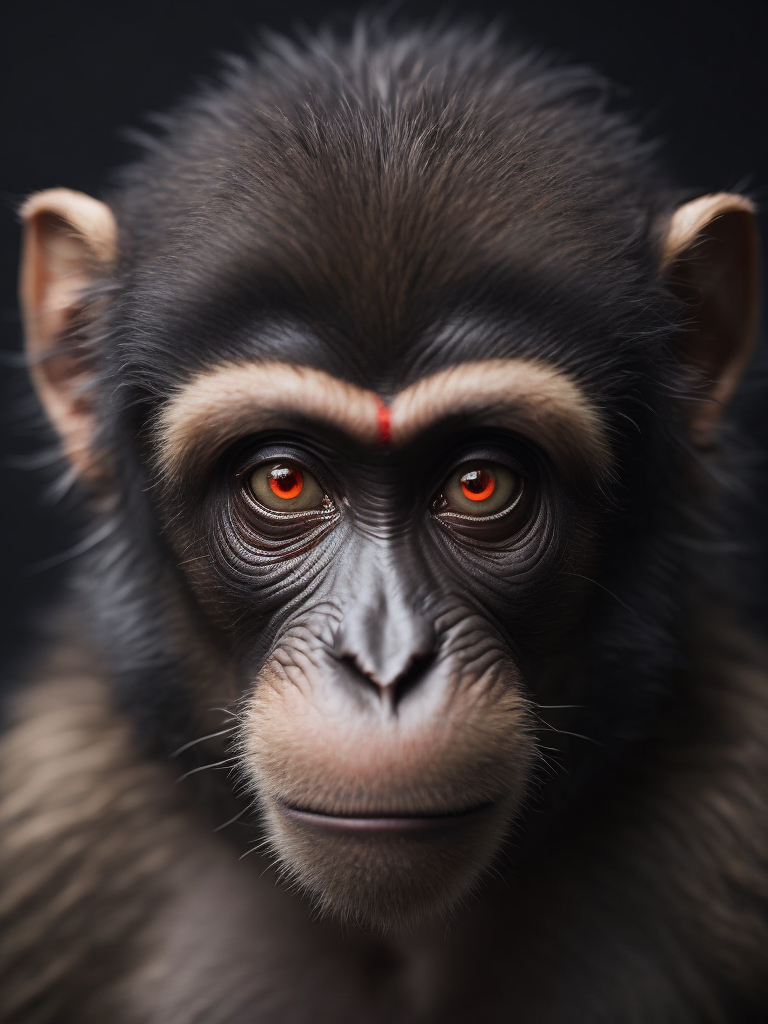 Lumenor AI Image Generation - monkey with red eyes dark style focus on ...
