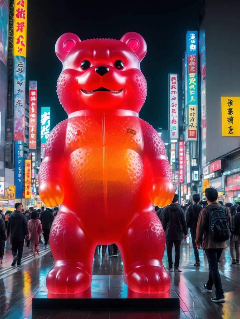 Premium Free ai Images | giant japanese gummy bear godzilla translucent ...