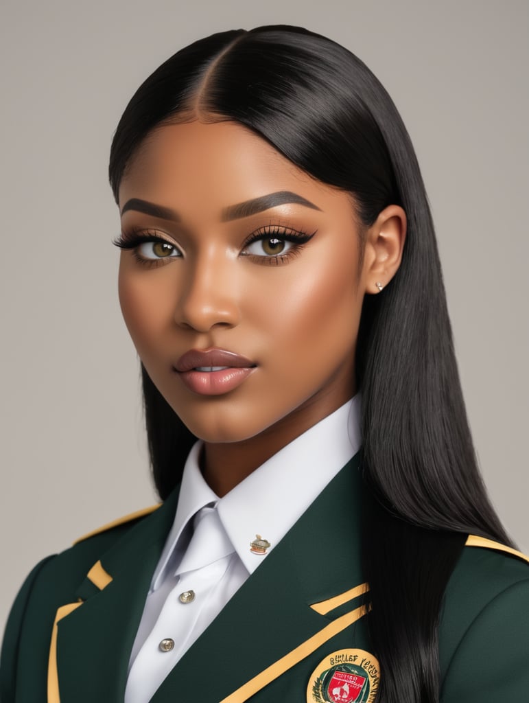 Premium Free ai Images | dark haired megan thee stallion school student ...