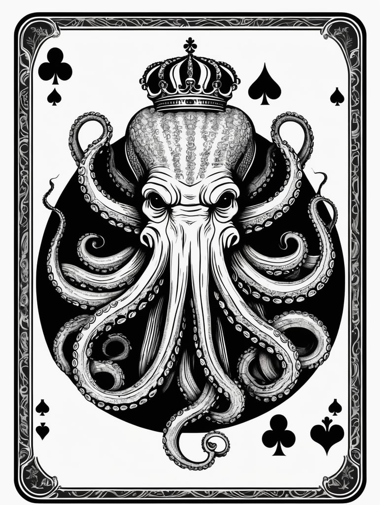 Premium Free ai Images | king octopus of clubs playing card face card ...