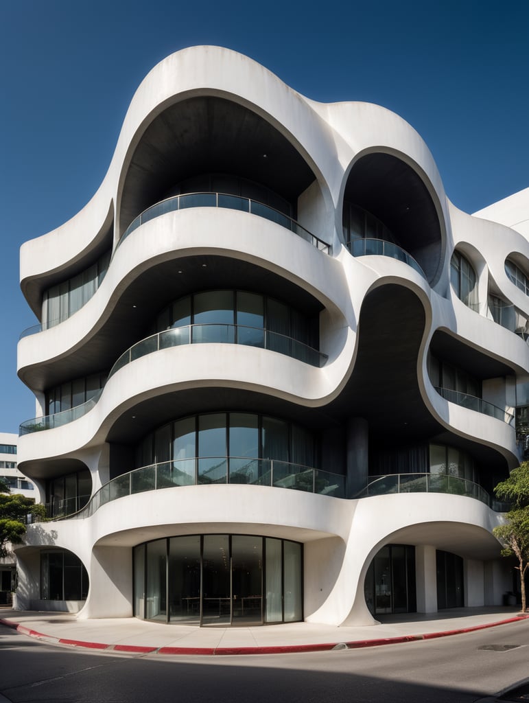 Premium Free ai Images | white building with curved shapes in front in ...