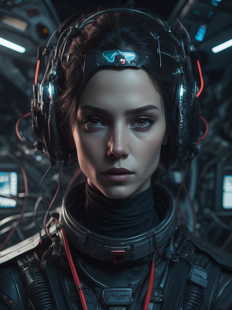 Premium Free ai Images | cyborg pilot russian women interior cockpit ...