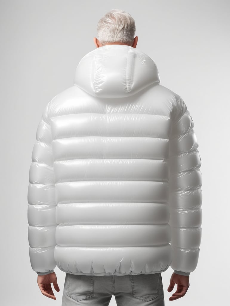 Premium Free ai Images | inflatable white minimalist mans puffer jacket ...