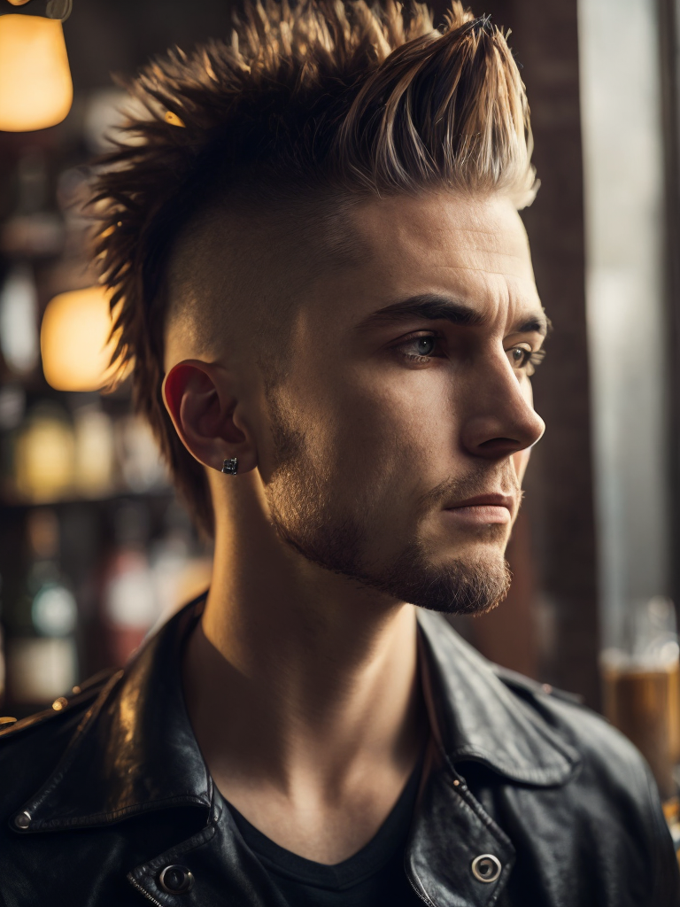 Premium Free ai Images | portrait of punk rocker in bar
