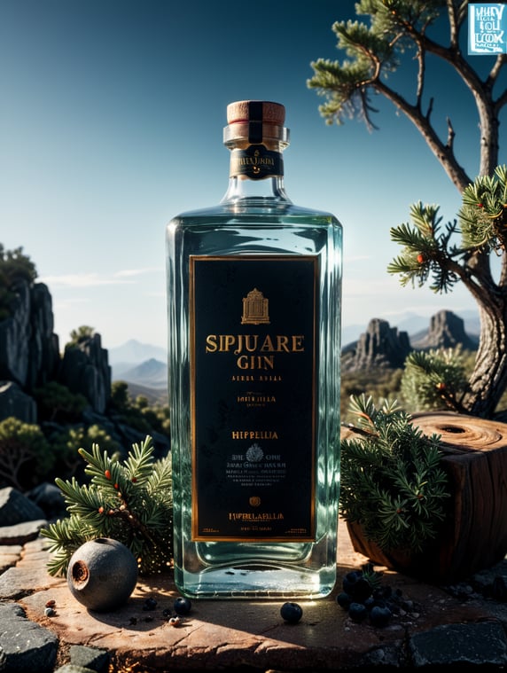 Premium Free ai Images | professional photography of square gin bottle ...