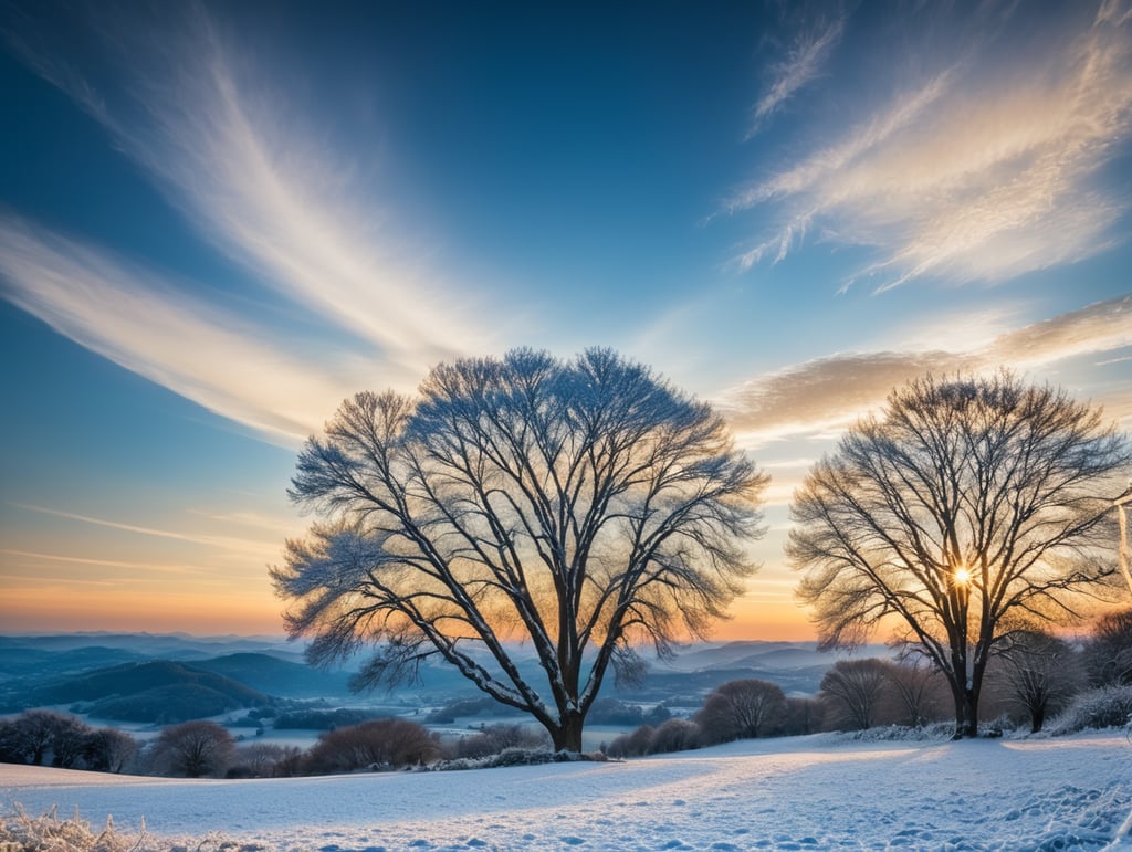 Premium Free ai Images | winter sky wonderland happy bright blue