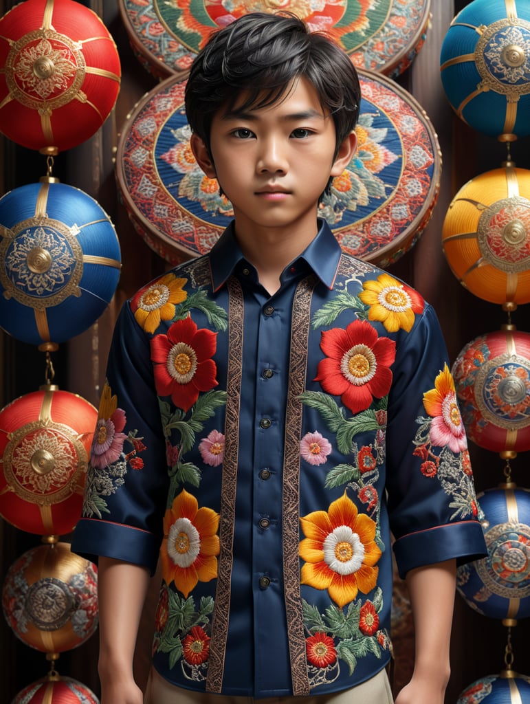 Premium Free ai Images | young japanese boy stands proudly in his ...