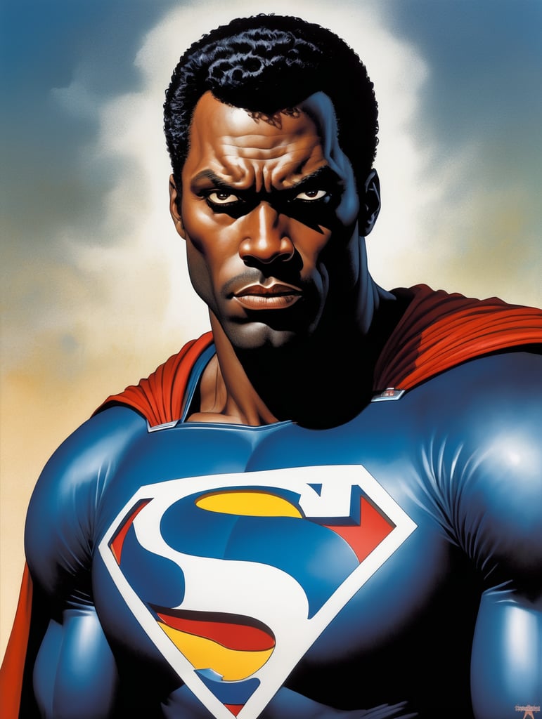 Premium Free ai Images | black superman hero portrait comics marvel ...