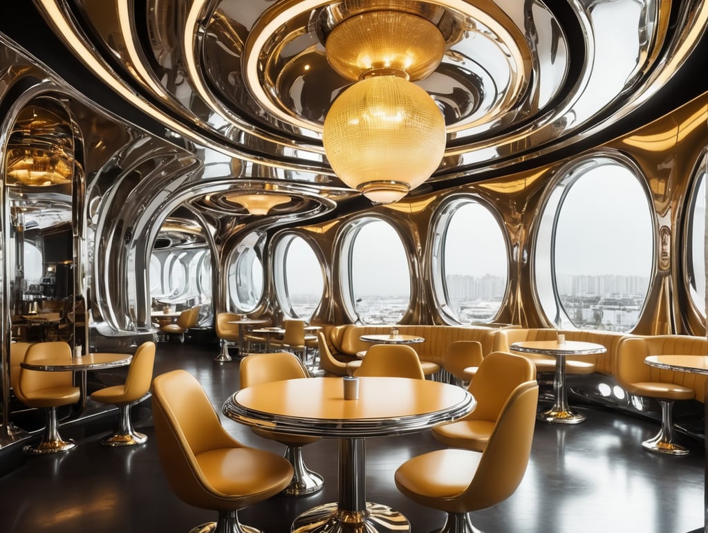 Premium Free ai Images | futuristic interior of ufo cafe alien interior ...