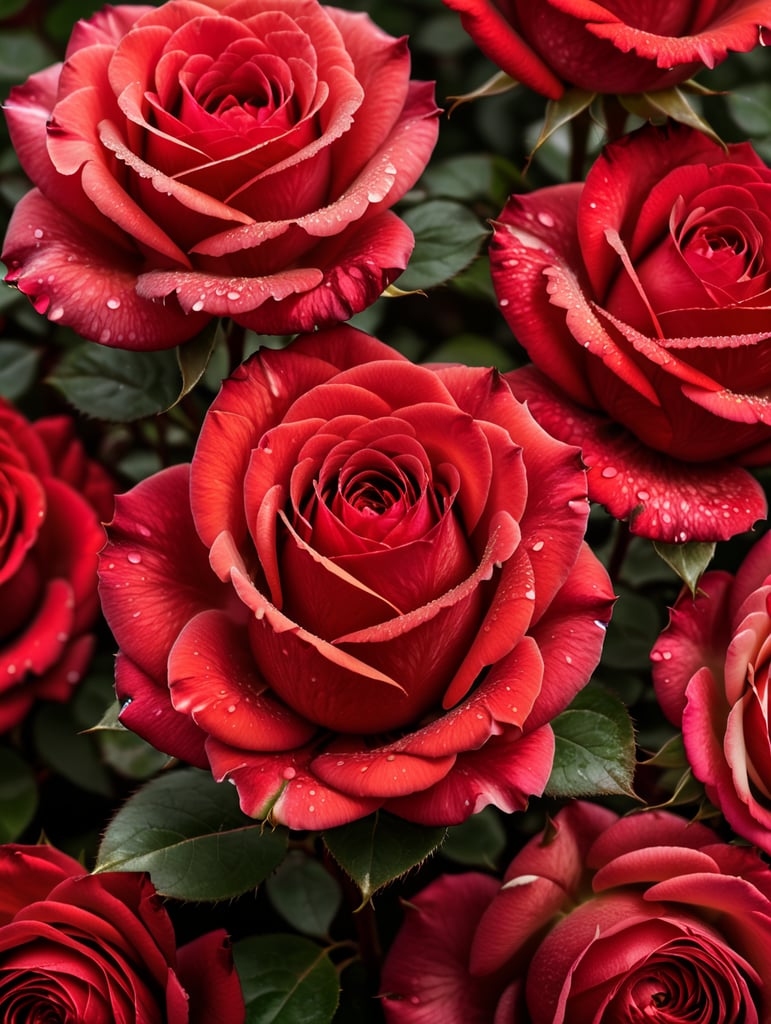 Premium Free ai Images | thousand red rose flowers depth of field