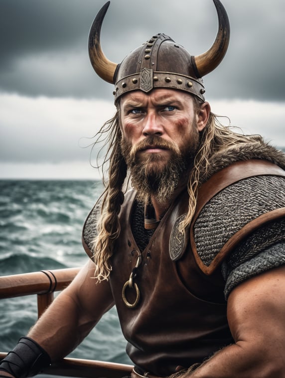 Premium Free ai Images | portrait of viking warrior at the boat in the ...