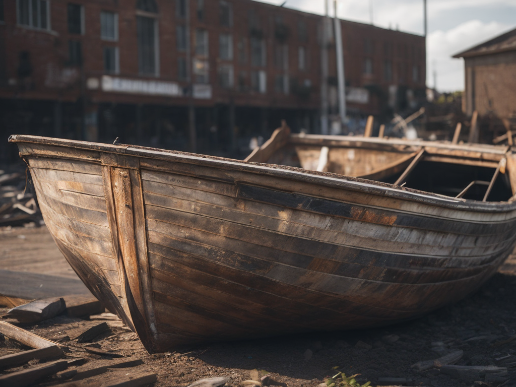 Lumenor AI Image Generation - abandoned broken wooden boat in ...