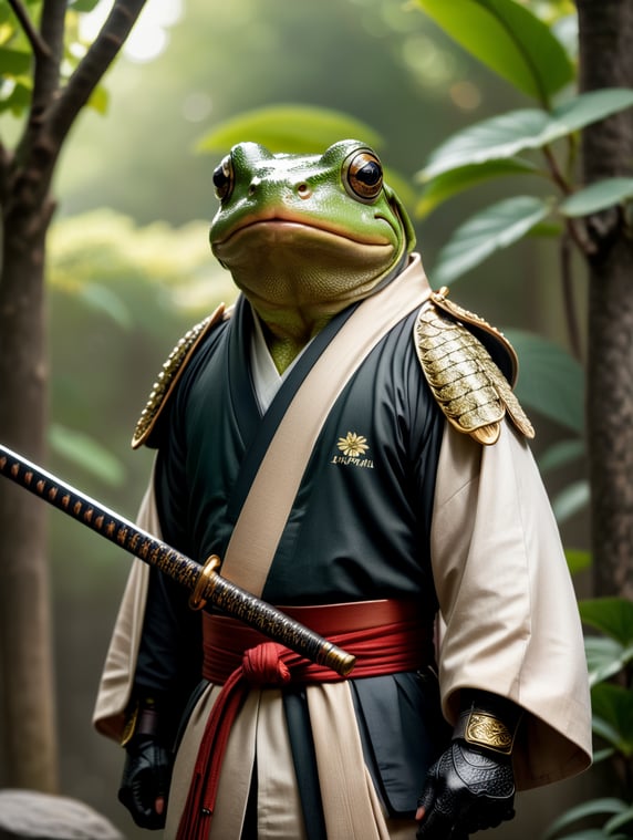 Premium Free ai Images | manga frog wielding katana and wearing ...