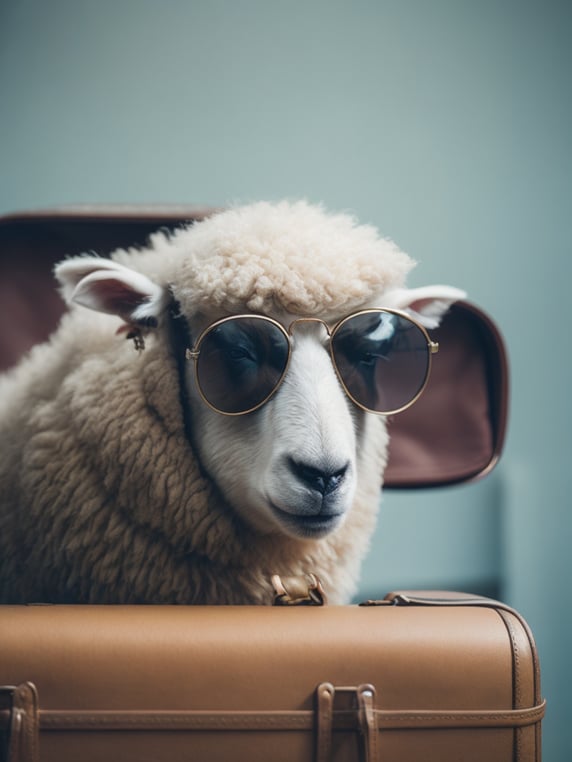 Premium Free ai Images | sheep wearing sunglasses standing beside ...