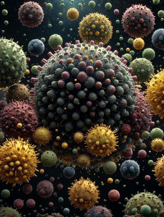 Premium Free ai Images | view of several microscopic round particles ...