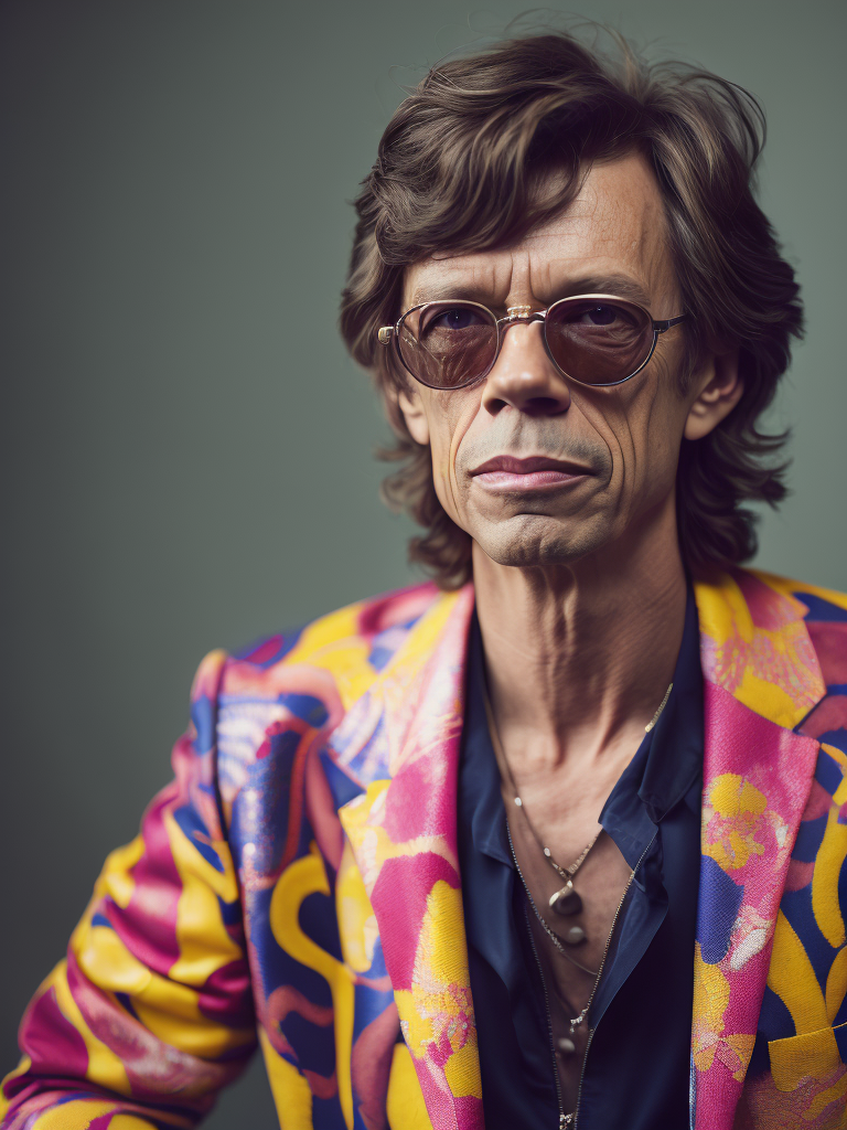 Premium Free ai Images | mick jagger wearing brightly patterned jacket ...