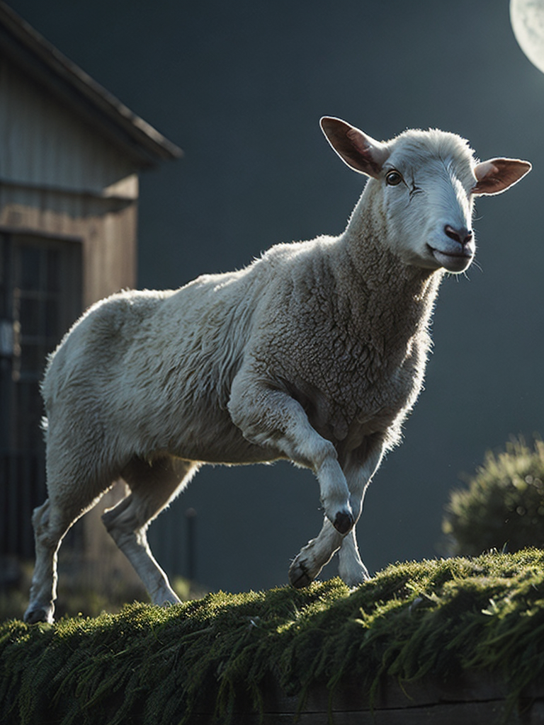 Lumenor AI Image Generation - photo realistic young sheep jumping over ...