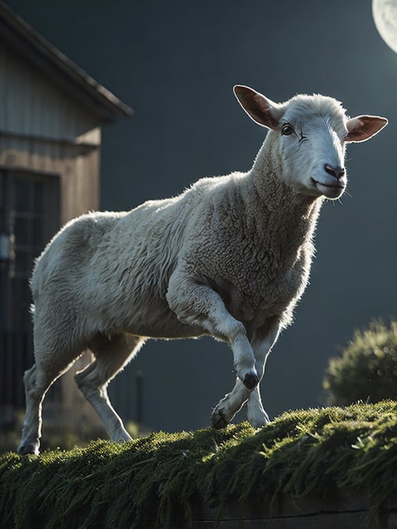 Premium Free ai Images | photo realistic young sheep jumping over fence ...