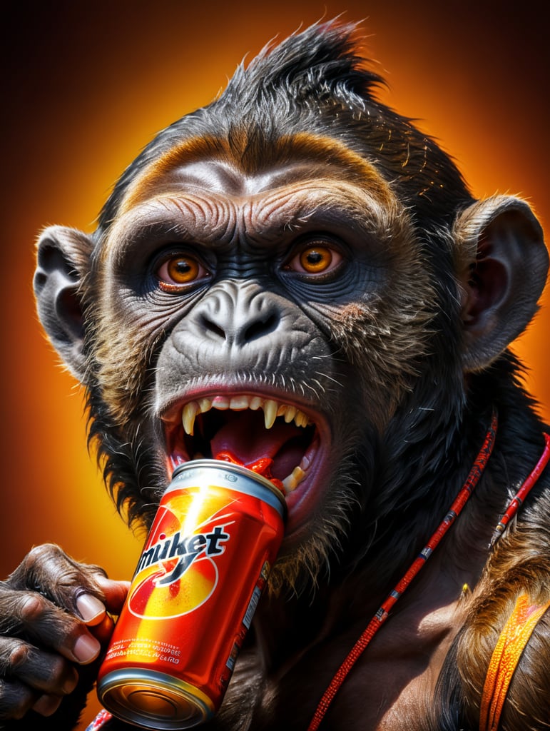 Premium Free ai Images | photography of monkey drinking an energy drink ...
