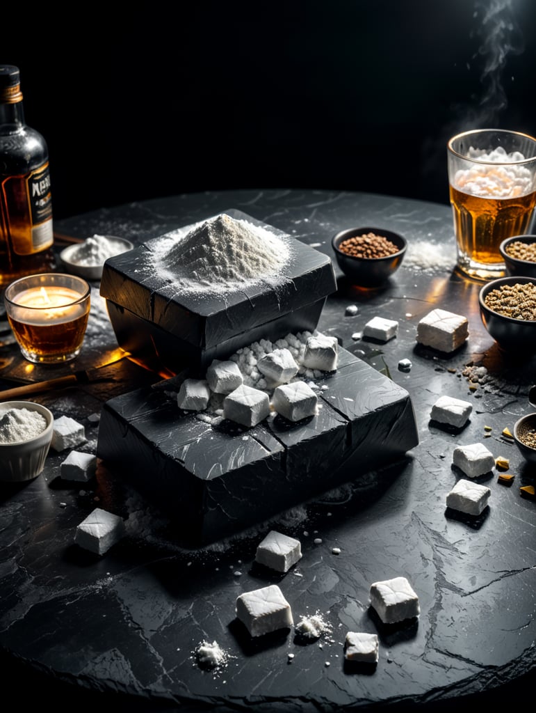Premium Free ai Images | cocaine on the table black background
