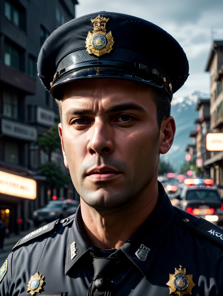 Premium Free ai Images | epic portrait of police officer city crime ...