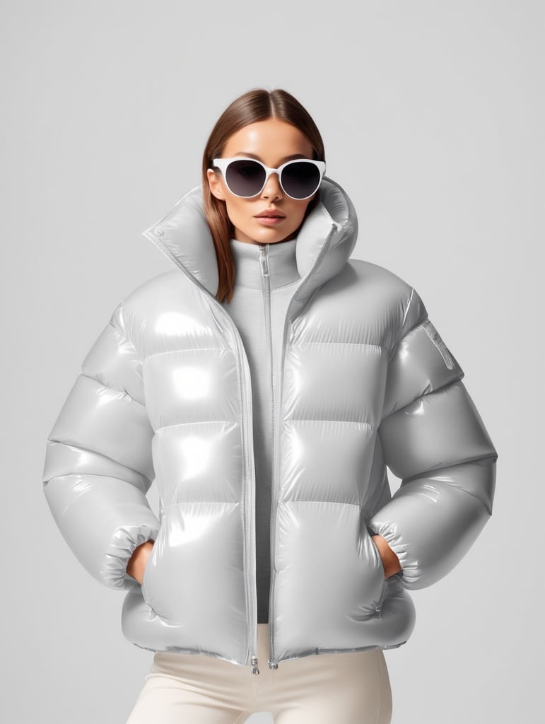Premium Free ai Images | inflatable white minimalist womens puffer ...