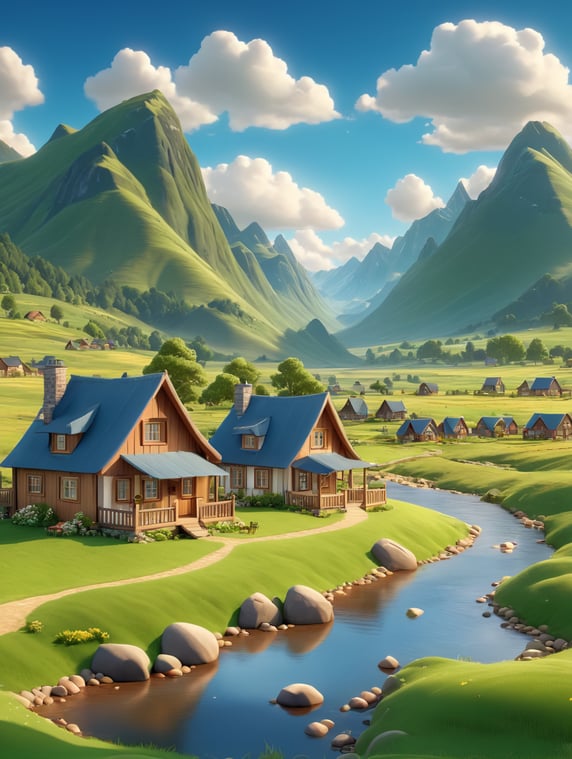 Premium Free ai Images | scenery view of lots of amateur cottages in ...